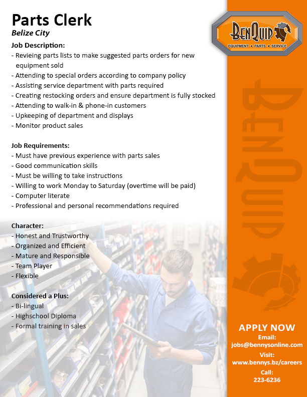 Benny's | Careers - The Best Jobs In Belize.